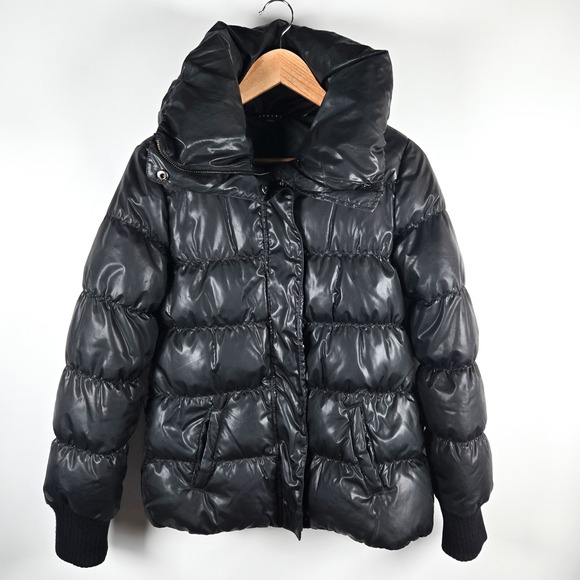 Sisley | Jackets & Coats | Sisley Black Puffer Down Jacket Coat High ...
